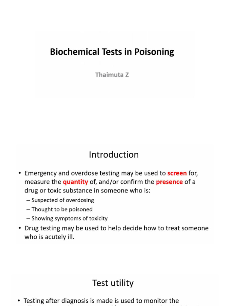 5.biochemical Tests in Poisoning | PDF