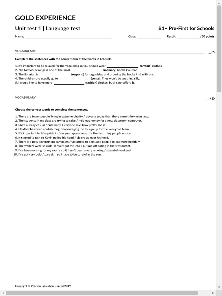B1 Plus Language Test | PDF | Language Arts & Discipline