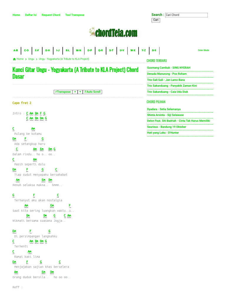 Kunci Gitar Ungu - Yogyakarta (A Tribute To KLA Project) Chord Dasar ...