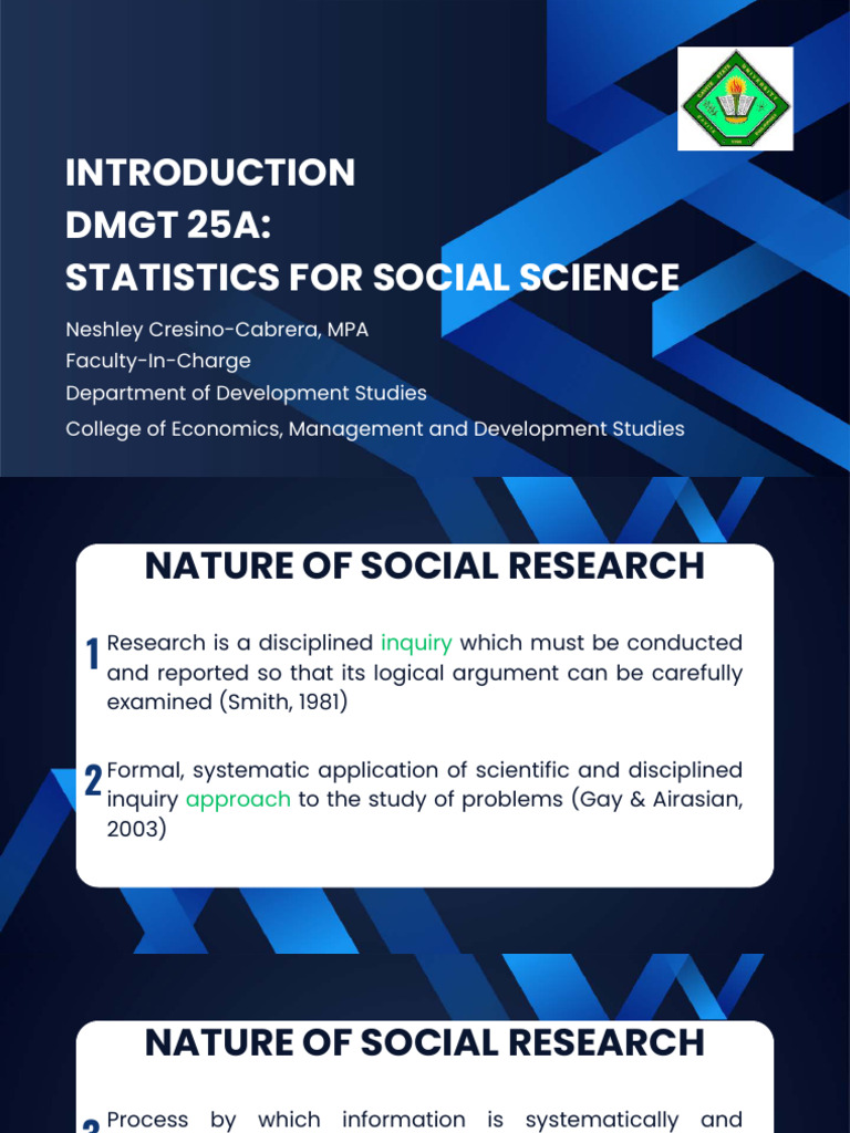Lecture 1 DMGT 25A Statistics Compressed | PDF | Qualitative Research | Statistics