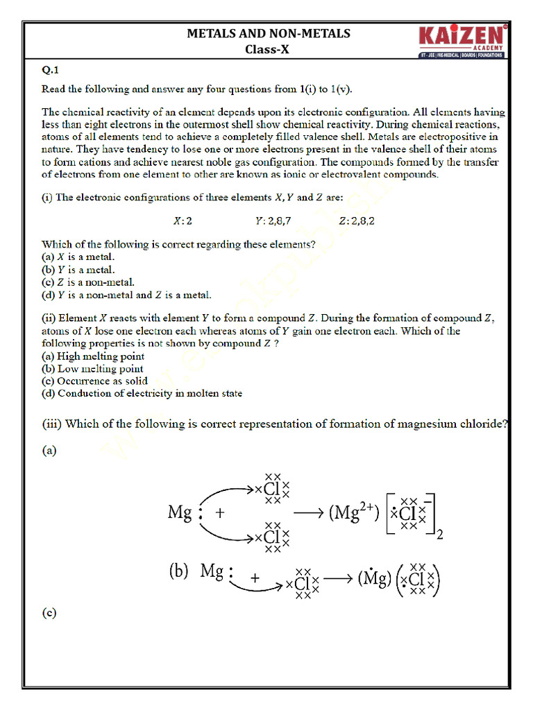 Ch-3, Metals and Non-Metals Pyq | PDF