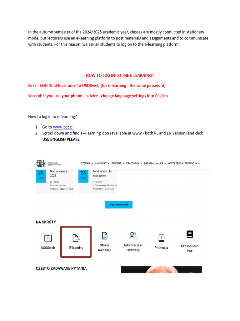 How To Log in To E-Learning v02 2024 TOTOTOTO | PDF | Educational ...