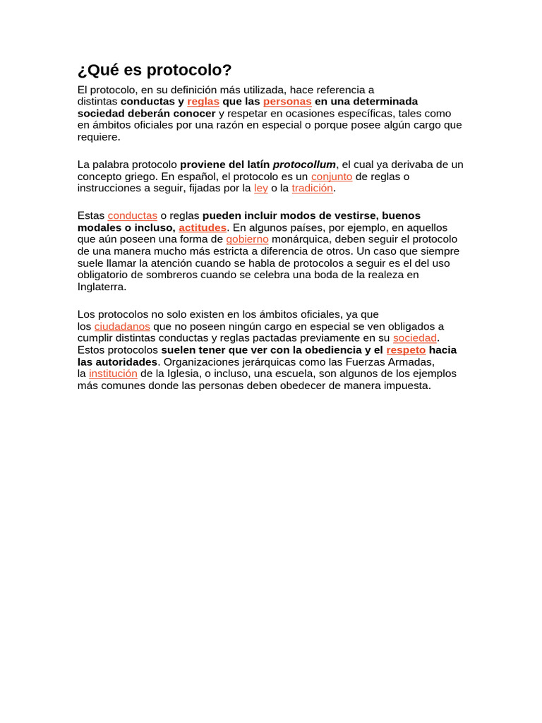 Protocolo | PDF | Estudios de idiomas extranjeros | Estilo de vida