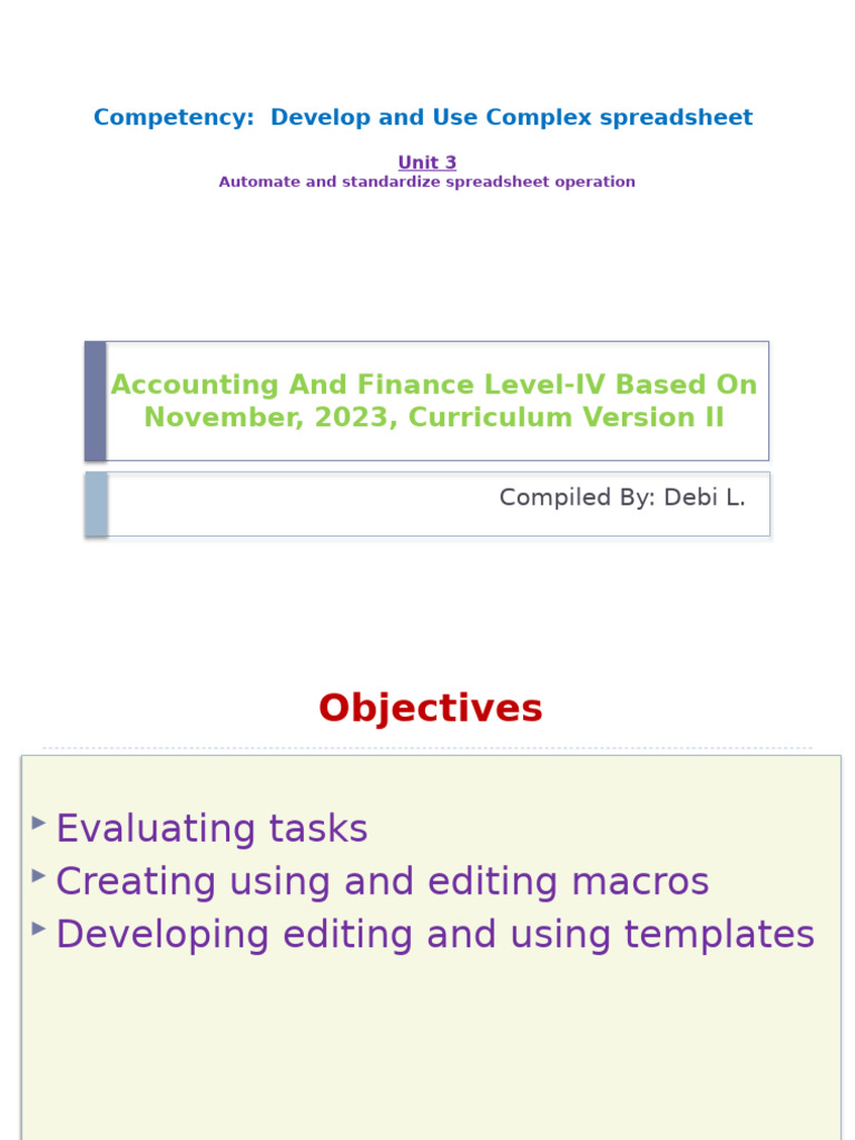 Ch-3 - Develop and Use Complex Spreadsheet (ASSO ACF4) | PDF | Microsoft Excel | Spreadsheet