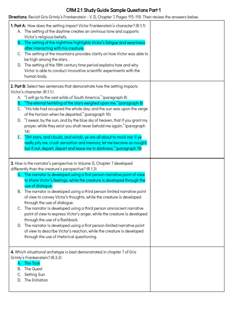 CRM 2.1 Study Guide Sample Questions Part 1 | PDF | Narration