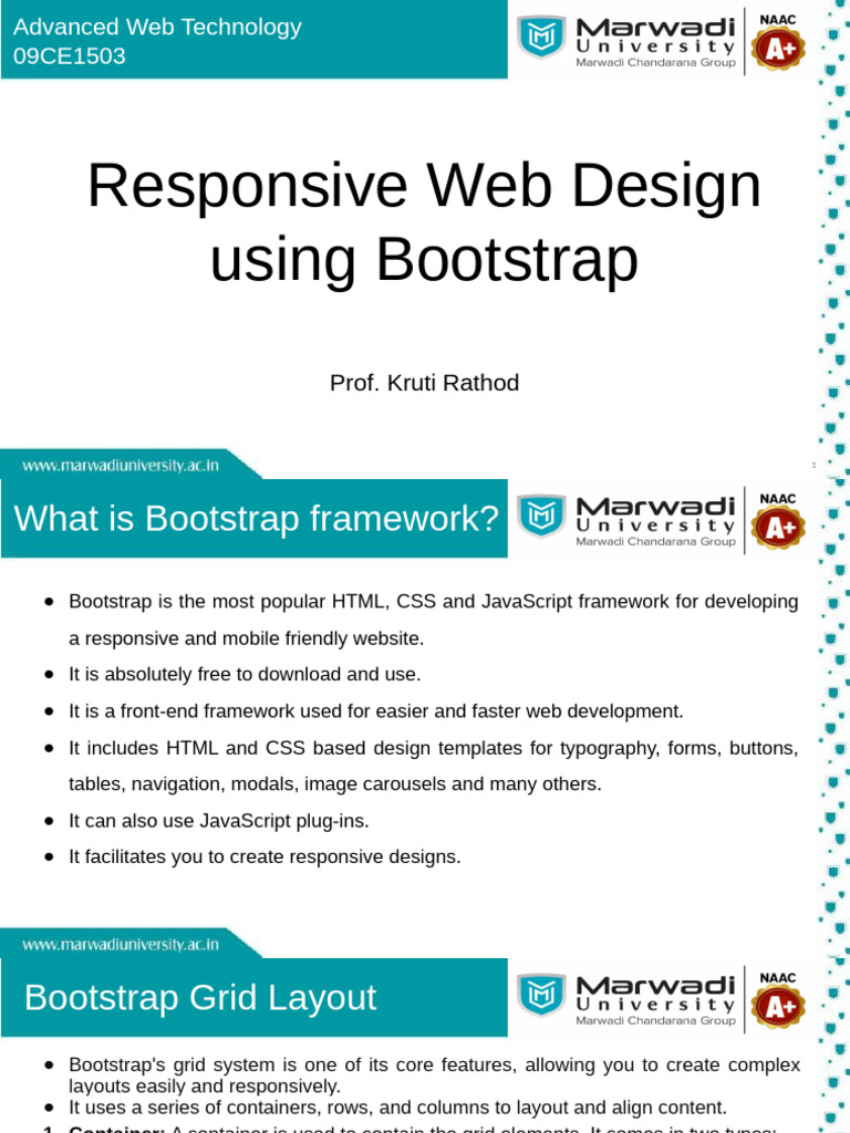 Responsive Web Design Using Bootstrap Prof Kruti Rathod Pdf Bootstrap Front End Framework