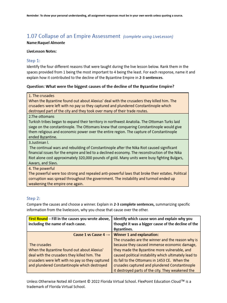CG - 1 - 07 Collapse of An Empire | PDF | Byzantine Empire | Constantinople