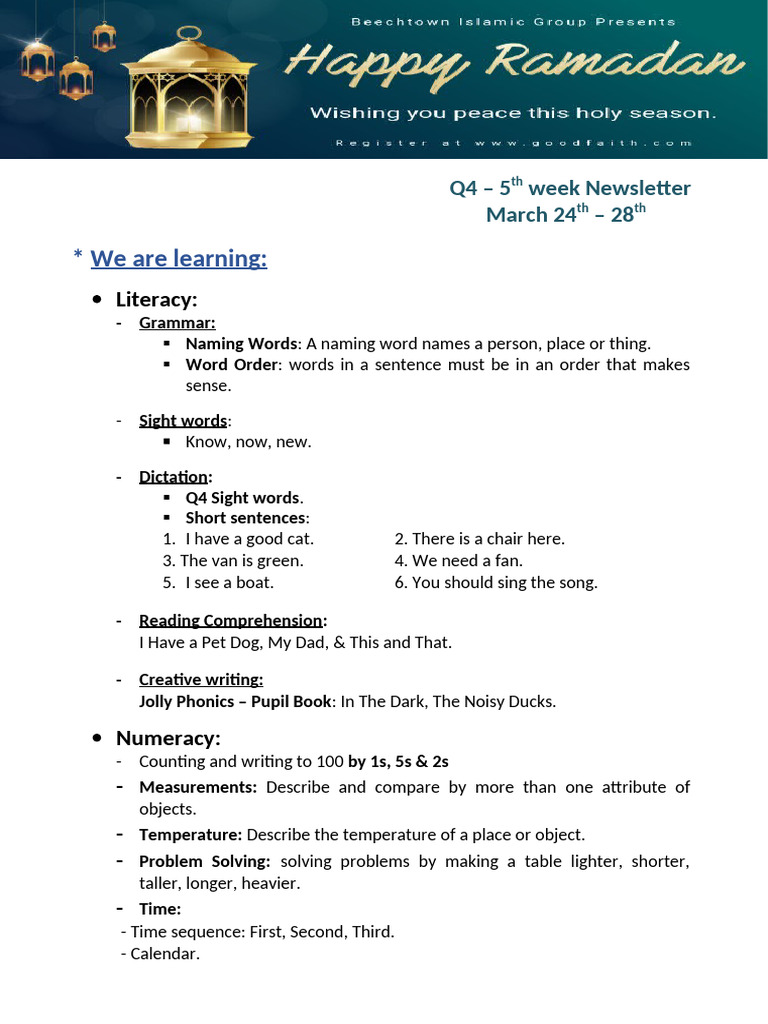 Q4 Week 5 Learning Newsletter | PDF