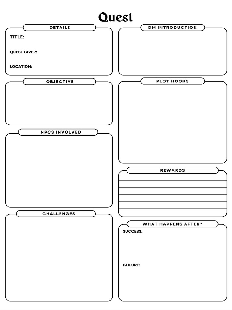 Quest Outline 1 | PDF