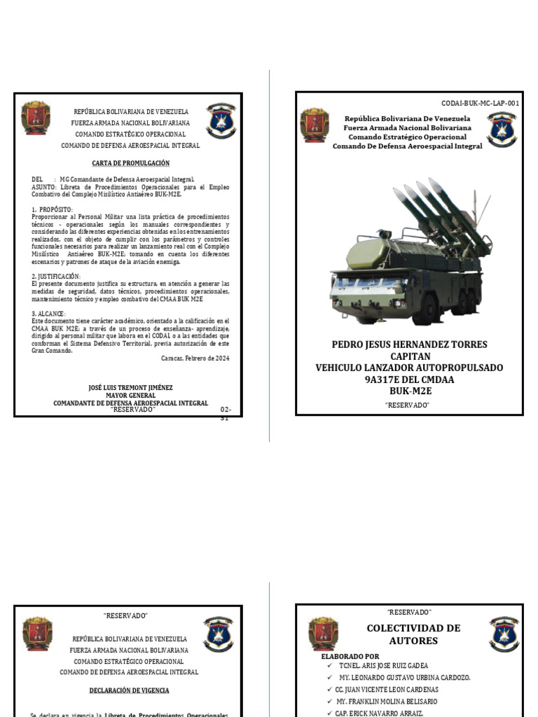 Libreta de Procedimientos Operacionales Buk-M2e Lap-001 | PDF | Misil