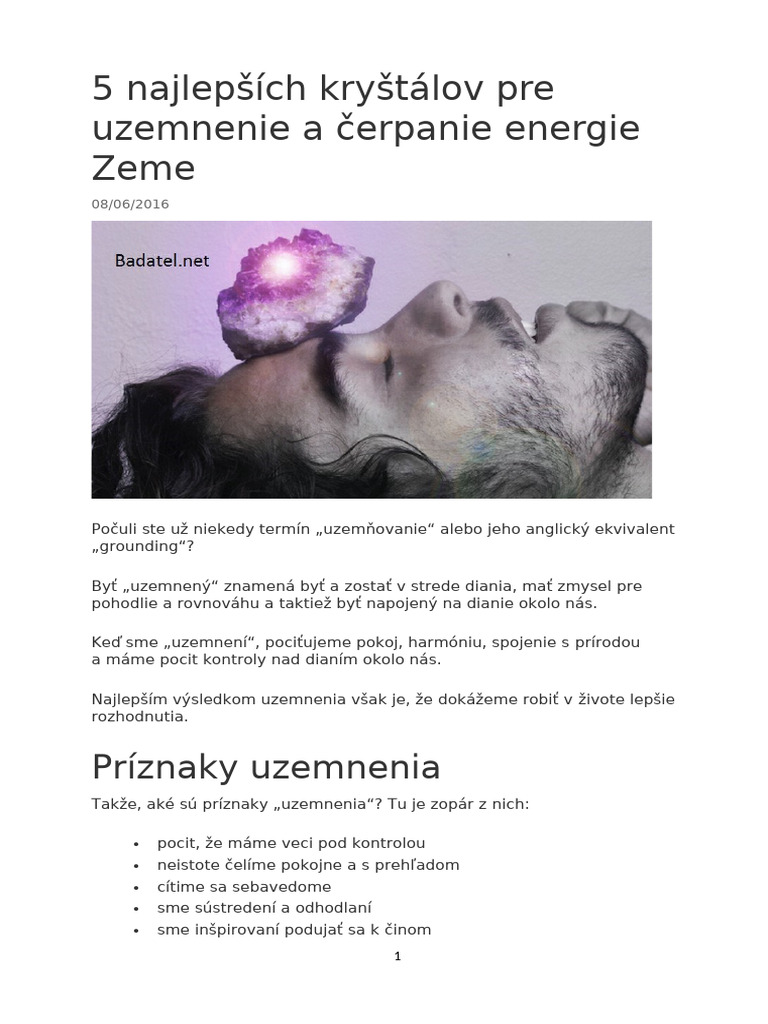 5 Najlepších Kryštálov Pre Uzemnenie A Čerpanie Energie Zeme | PDF