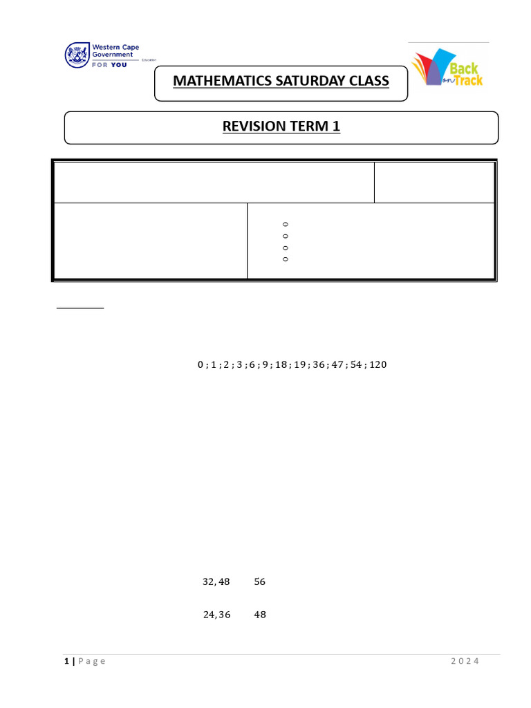 Gr8 BOT Math (Term1 Revision) | PDF | Mathematics | Arithmetic