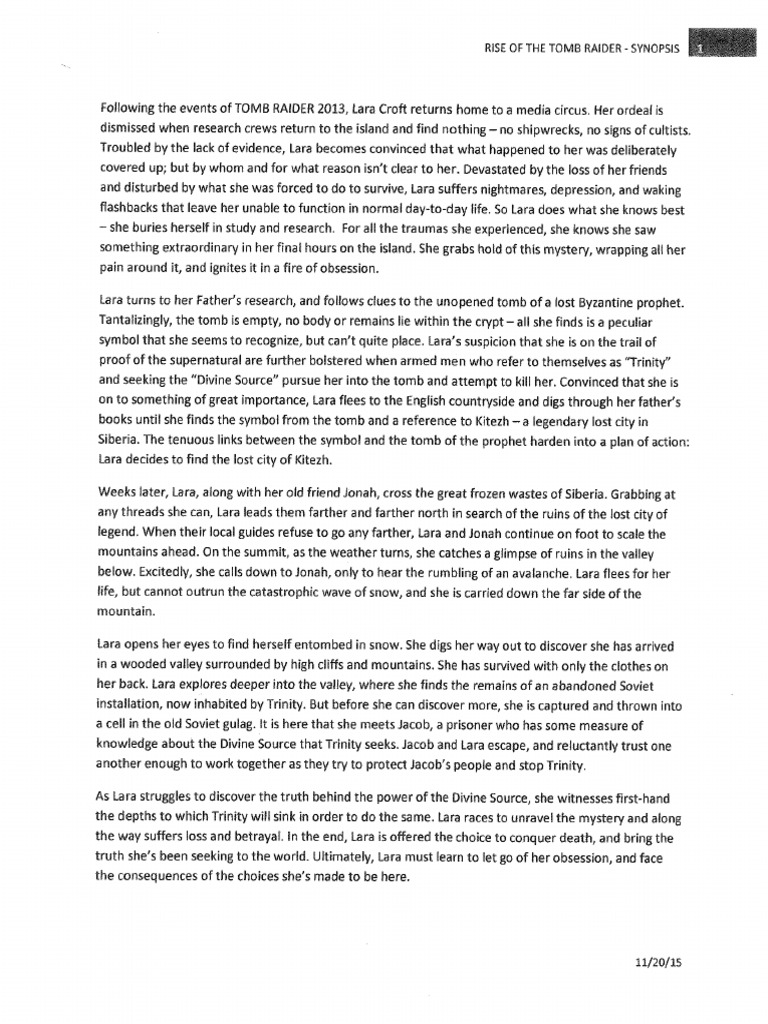 Rise of The Tomb Raider Video Game Script | PDF