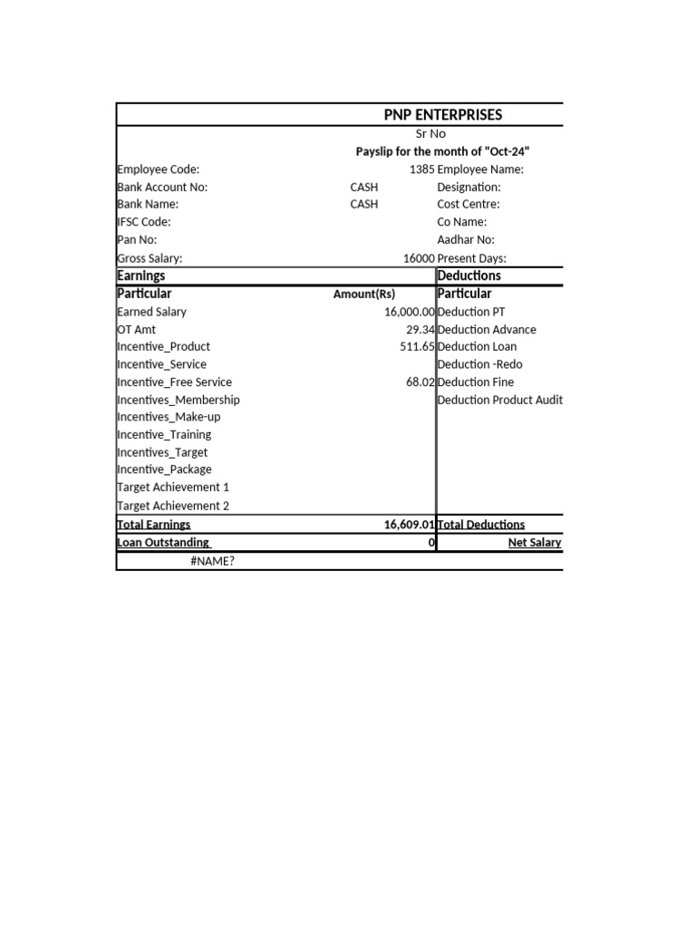 October 2024 Payslip for PNP Enterprises | PDF | Finance & Money Management