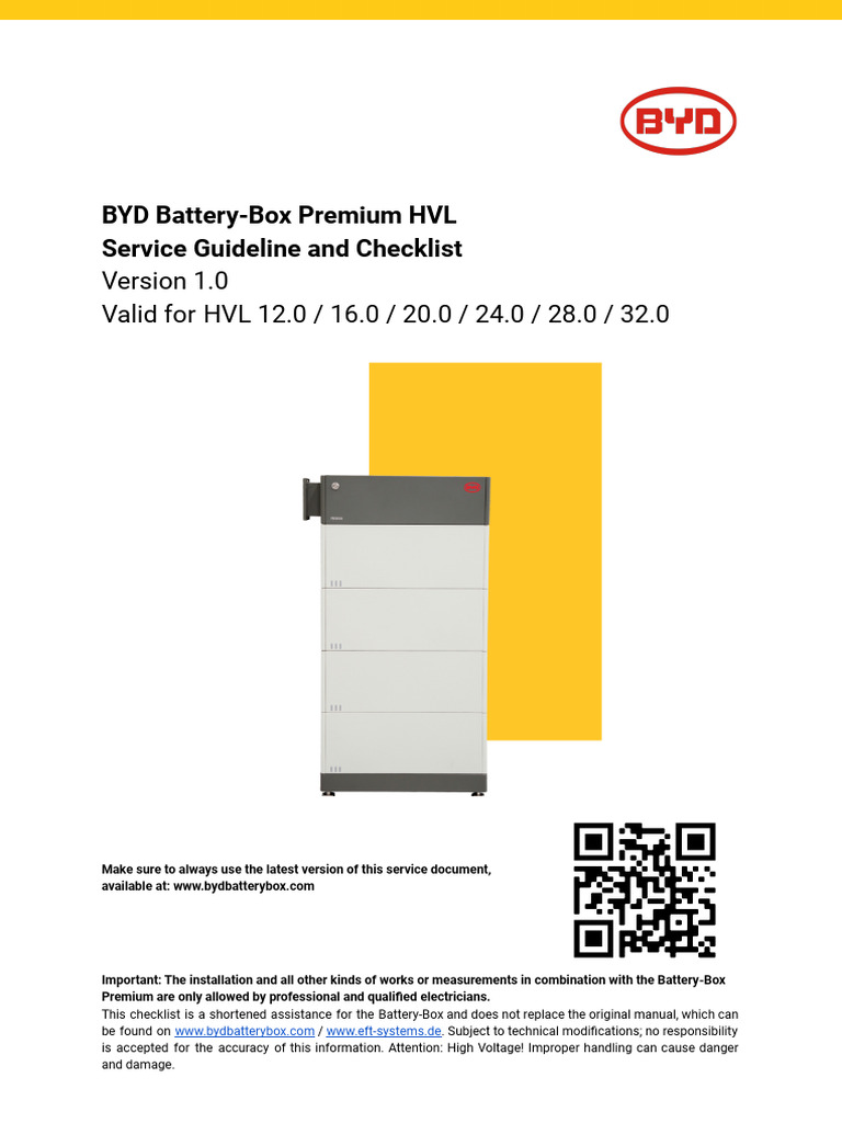 2022-01-11 BYD Battery-Box Premium HVL Service Guideline and Checklist ...