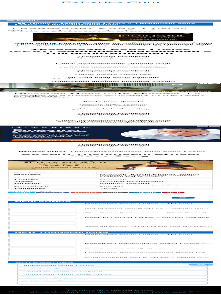Thenmozhi Song Lyrics - Dhanush's Thiruchitrambalam | PDF