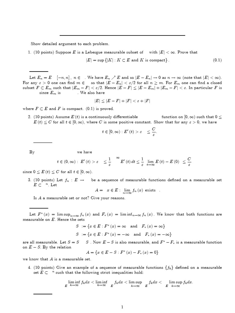 Real Analysis Midterm With Solution 2007 2008 | PDF | Real Analysis | Analysis