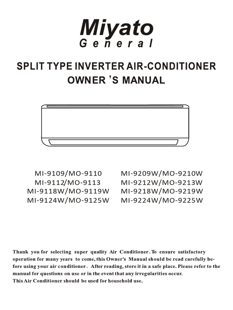 Miyato General Air Conditioner Guide | PDF | Mechanical Engineering ...