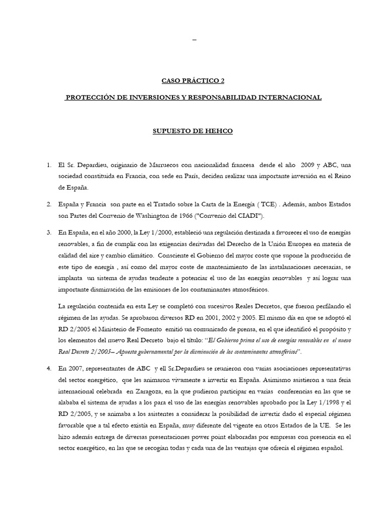 Caso Práctico 2 - SUPUESTO DE HECHO Y MATERIALES | PDF | España | Arbitraje