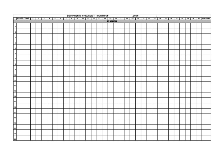 Untitled Spreadsheet - MONITOR CHECKLIST | PDF