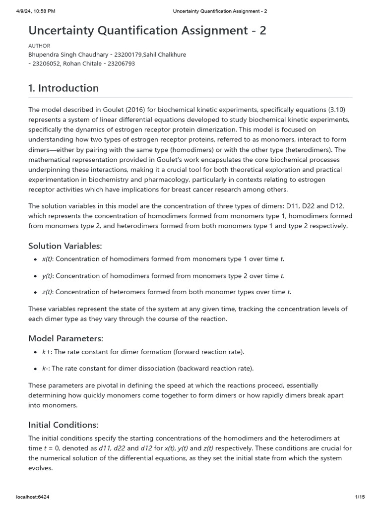 Uncertainty Quantification Assignment - 2 | PDF | Equations | Ordinary Differential Equation