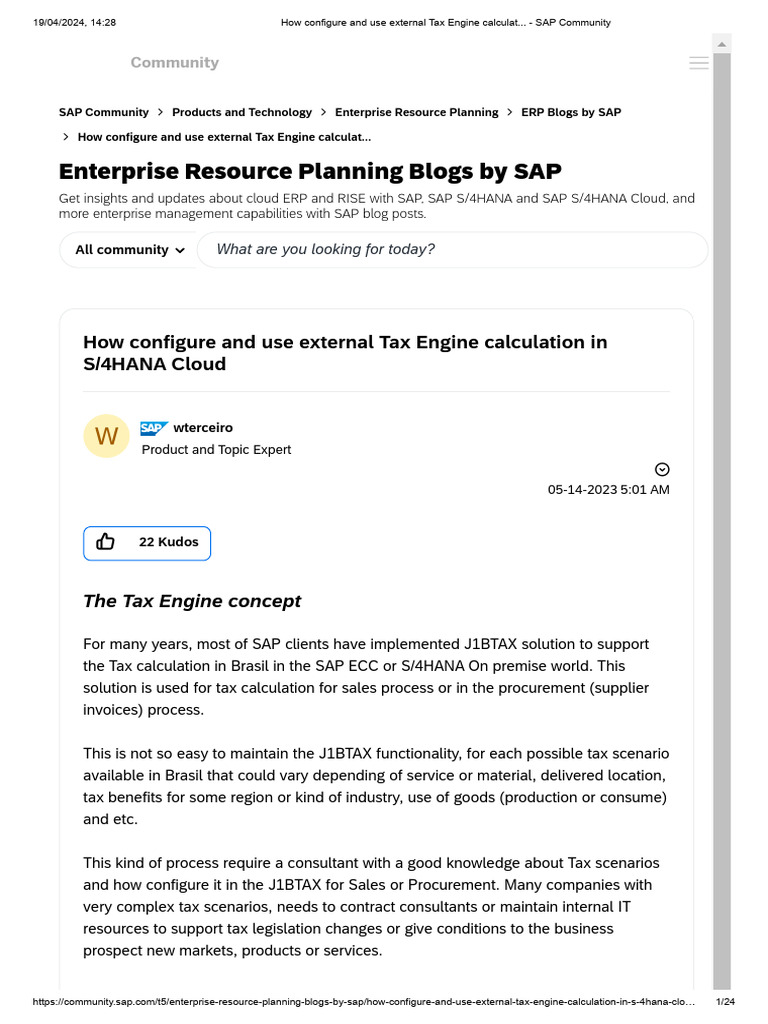 How Configure and Use External Tax Engine Calculat... - SAP Community | PDF | Enterprise ...