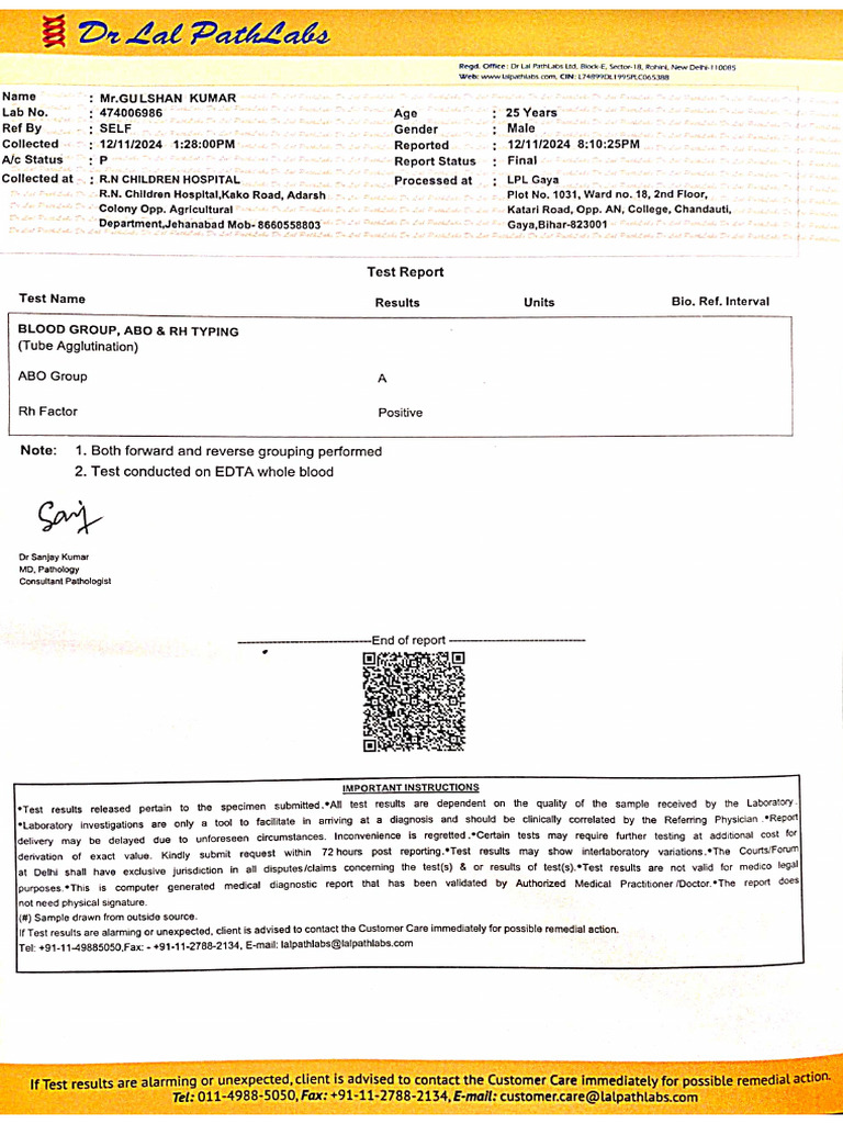 GK Blood Group Test | PDF