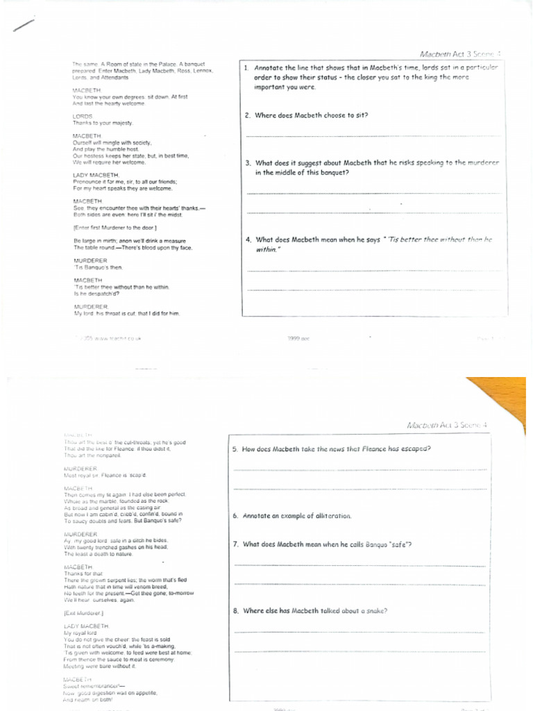 Nov 2024 Macbeth Act 3 Scene 4 | PDF