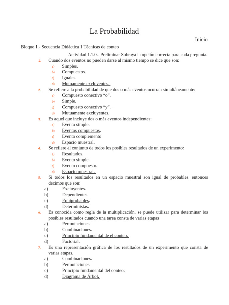Probabilidad - 2 - Bloque 1 - Actividad Cero | PDF | Probabilidad | Permutación