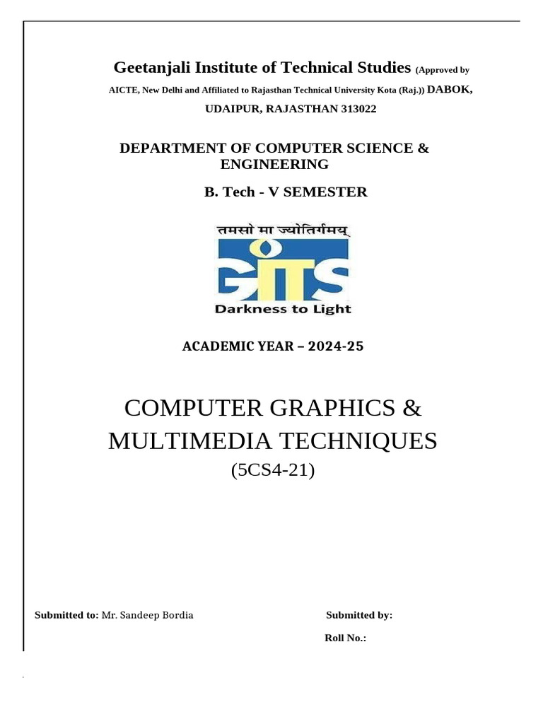 Computer Graphics & Multimedia Techniques: Geetanjali Institute of ...