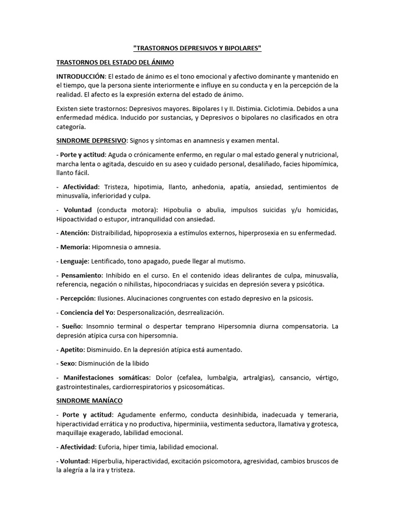 Trastornos Depresivos y Bipolares | PDF | Trastorno depresivo mayor | Desorden bipolar