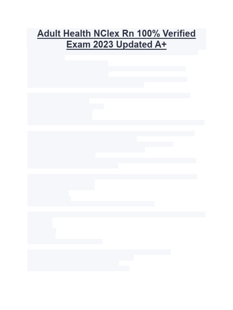 Adult Health NClex RN 100% Verified Exam 2023 Updated A+ | PDF | Cancer ...
