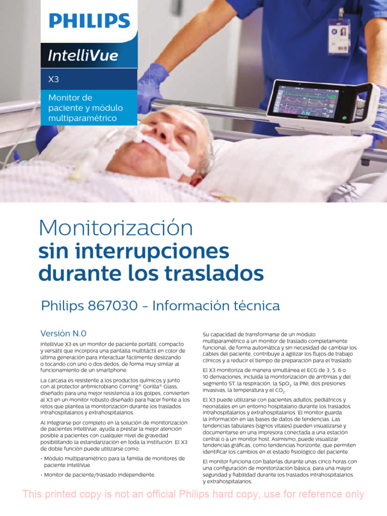 Hoja Técnica X3 867030 | PDF | Monitor de computadora | Electrocardiografia