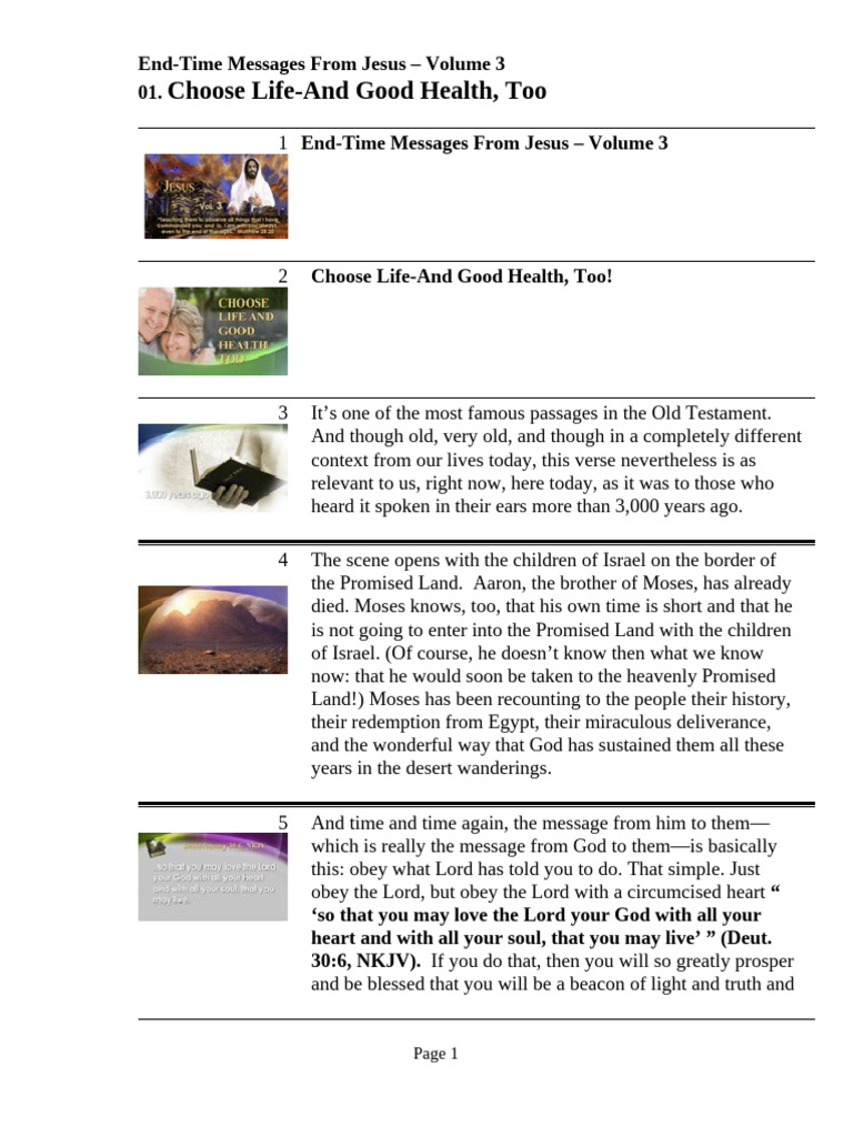 01 Choose Life and Good Health Too-Etmfj3 (Word Text Guide) | PDF ...