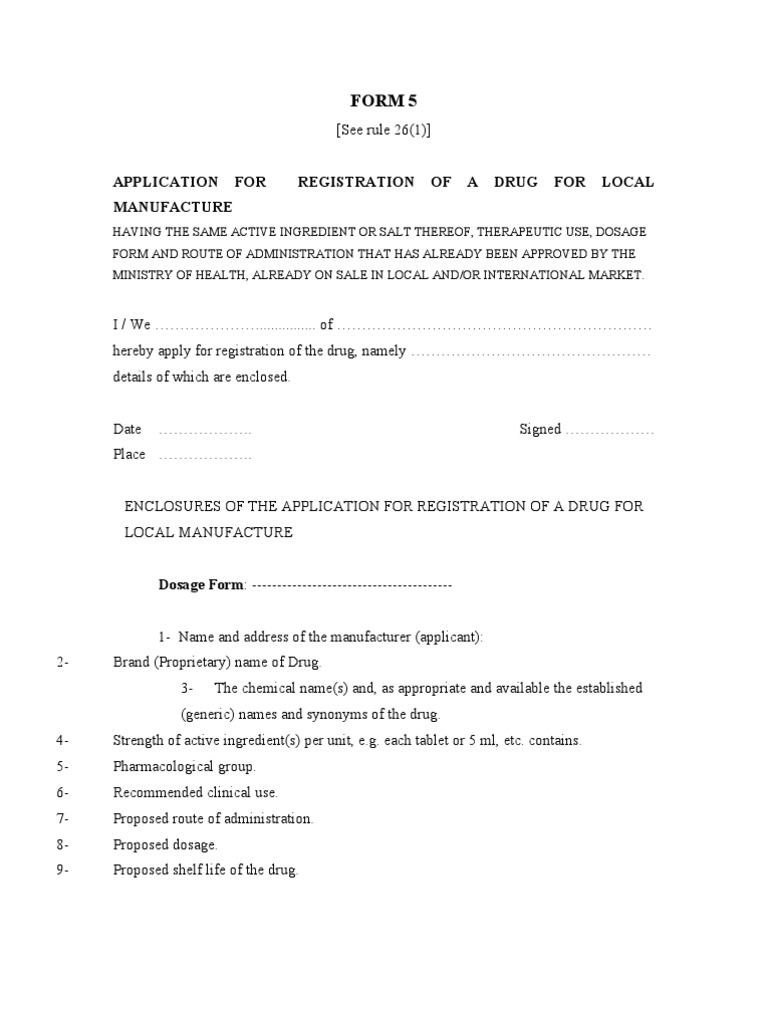 Form 5 | PDF | Pharmaceutical Drug | Drugs