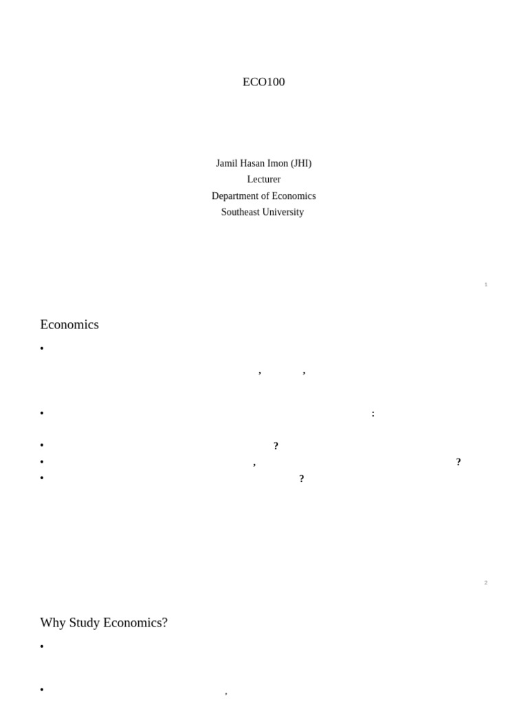 ECO100 - Introduction - JHI-1 | PDF