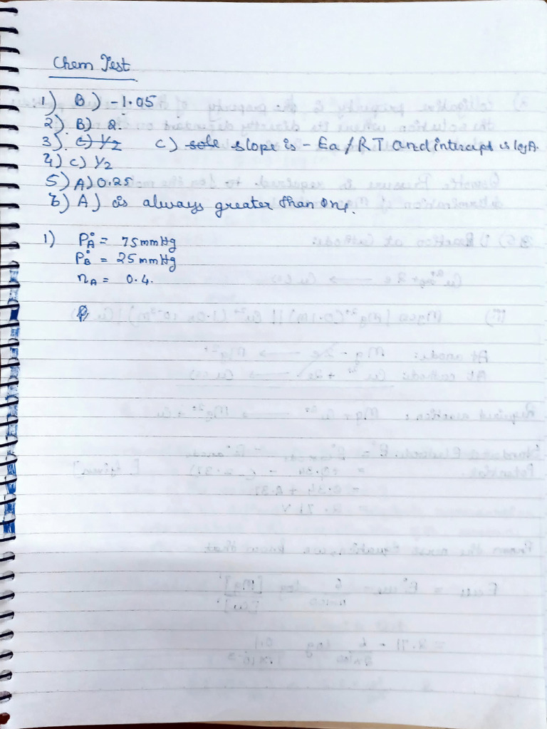 Physical Chemistry Answer Script | PDF