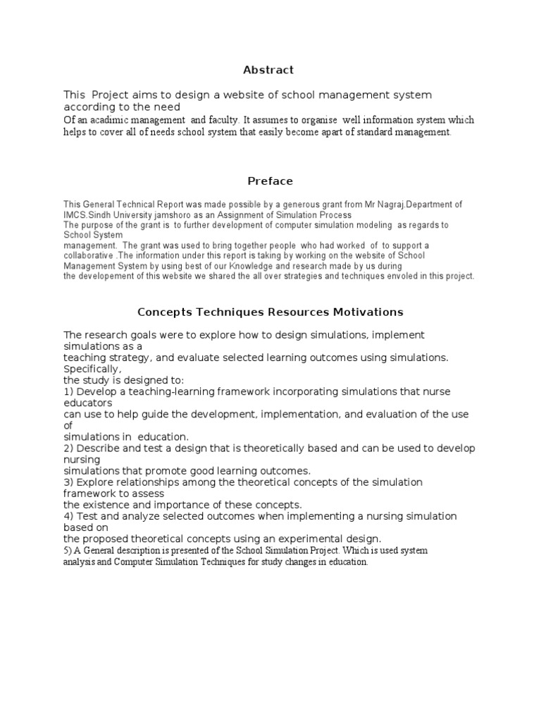School Simulation Process Report | PDF | Computer Simulation | Simulation