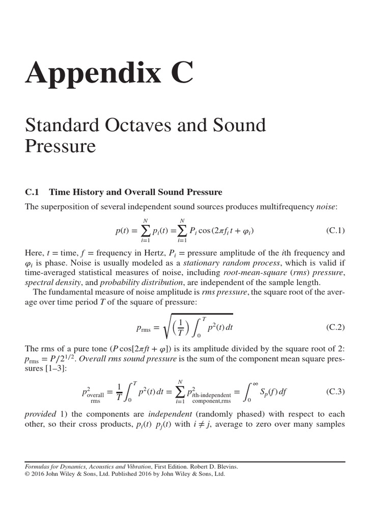 Formulas For Dynamics Acoustics and Vibration - 2015 - Blevins - Appendix C Standard Octaves and ...