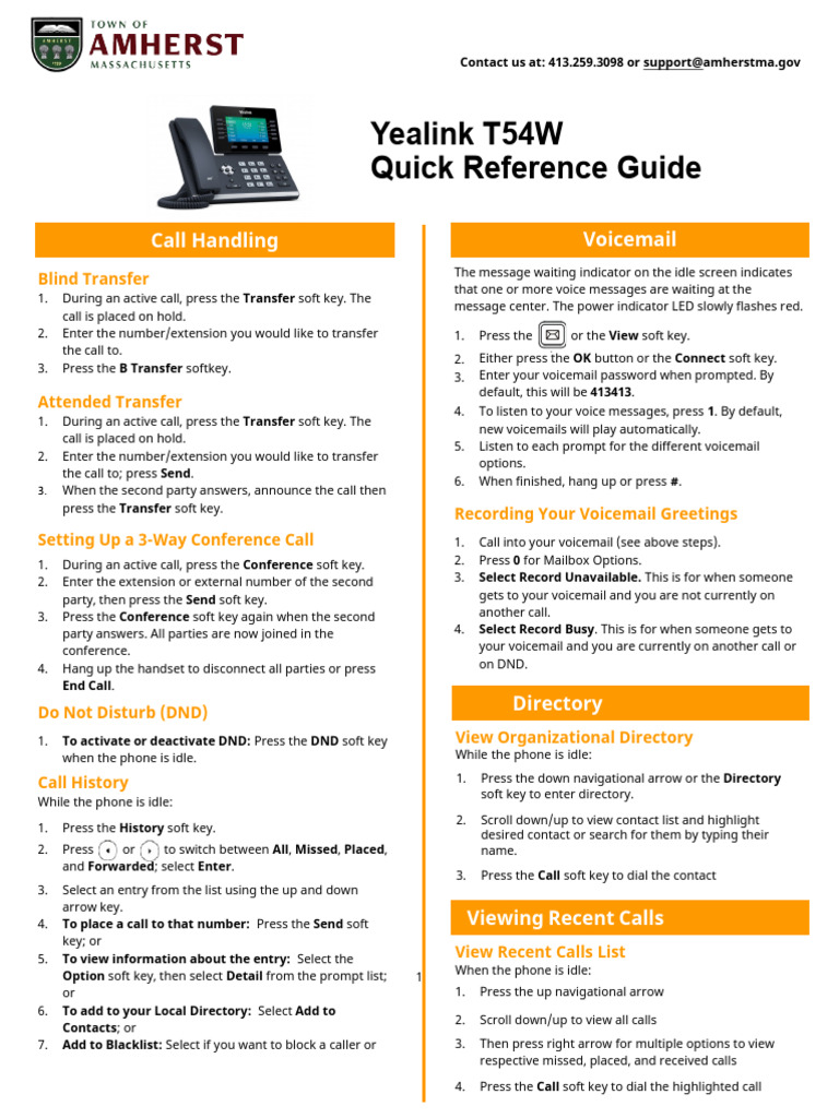 Yealink-54W Quick Reference Guide | PDF | Voicemail | Telecommunications