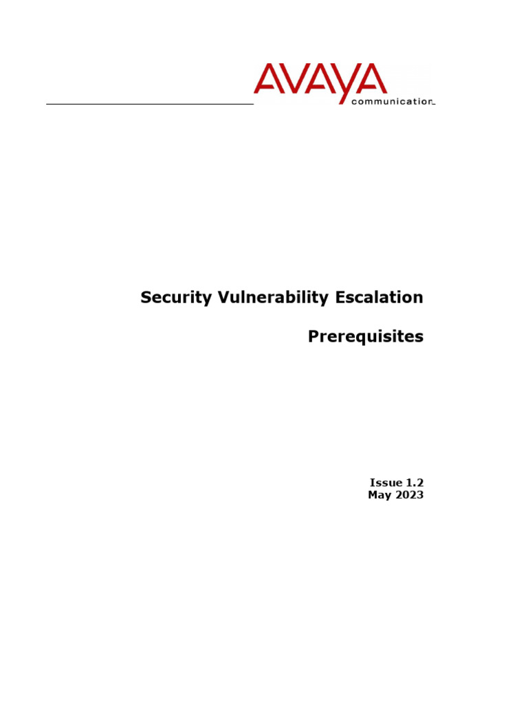 Avaya Security Vulnerability Guidance | PDF | Computer Security | Security