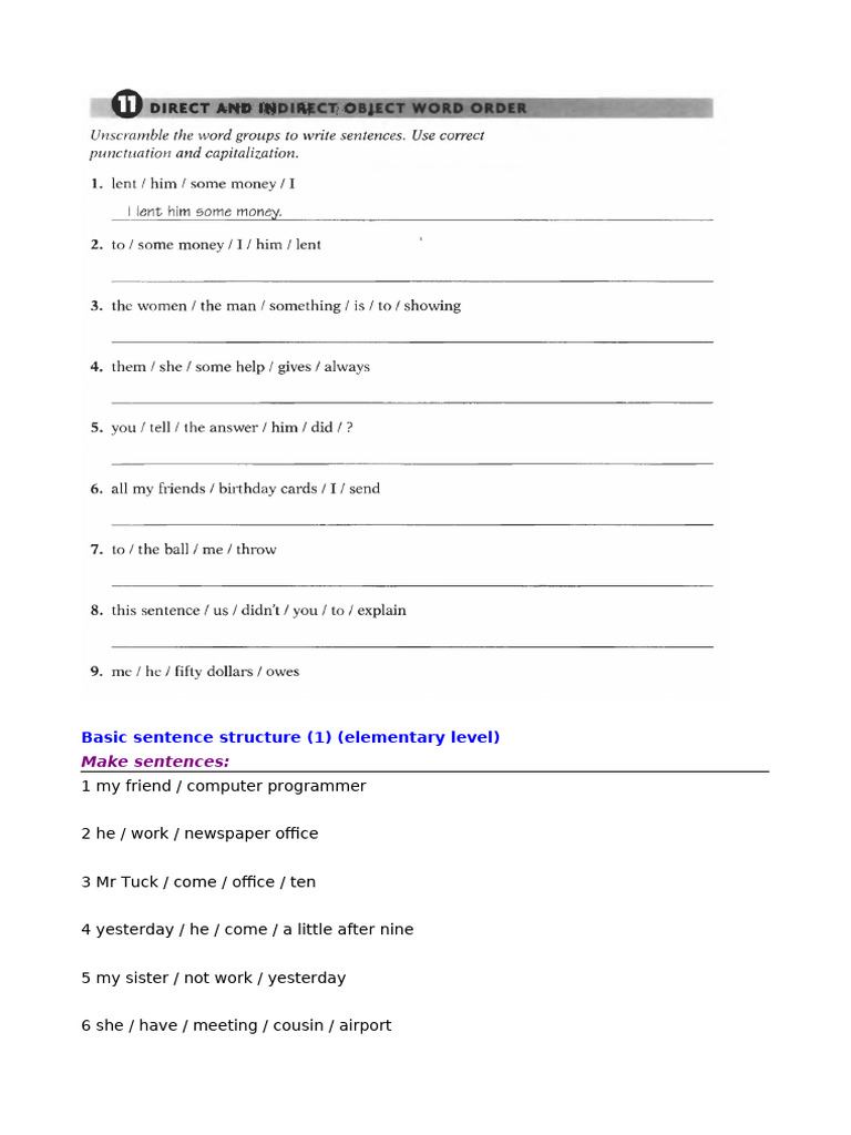 Basic Sentence Structures 1. | PDF | Language Arts & Discipline | Art