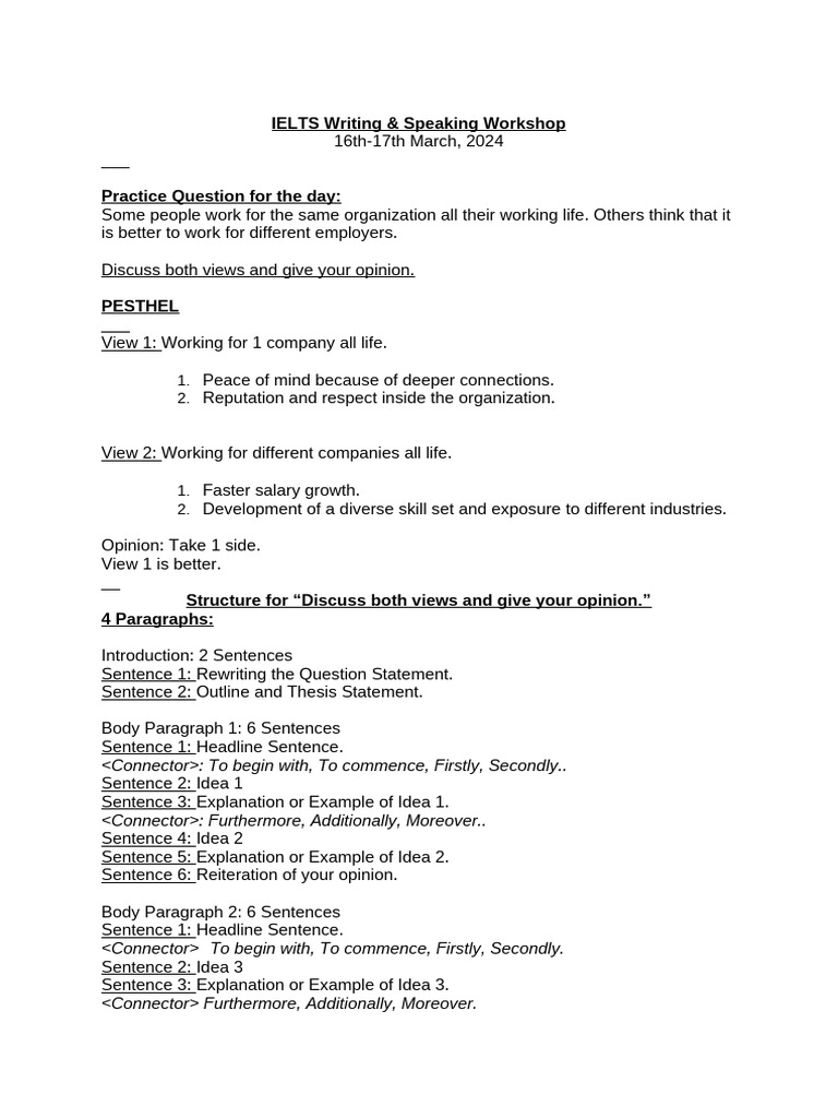 Ielts Workshop Career Choices Essay Pdf Word Linguistics