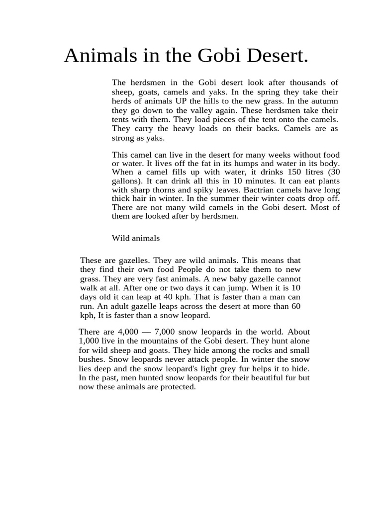 Wildlife of the Gobi Desert | PDF