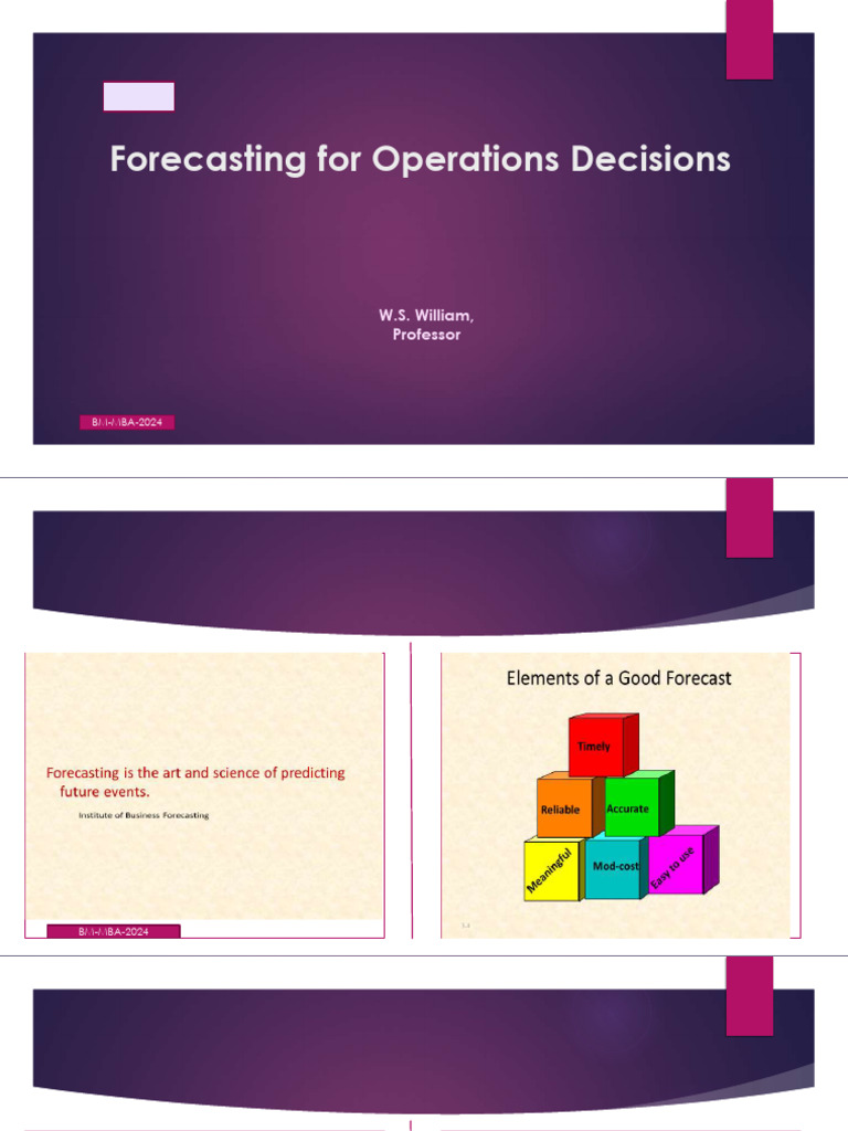 4 - Forecasting For Operations Decisions | PDF | Forecasting | Moving Average