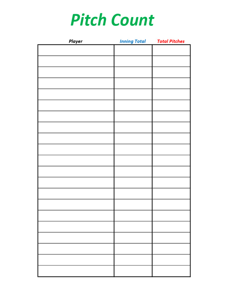 Pitch Count Dugout | PDF