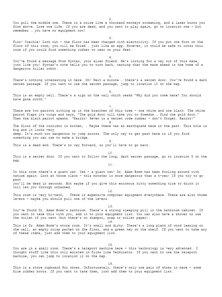 Interactive Adventure Maze Game | PDF