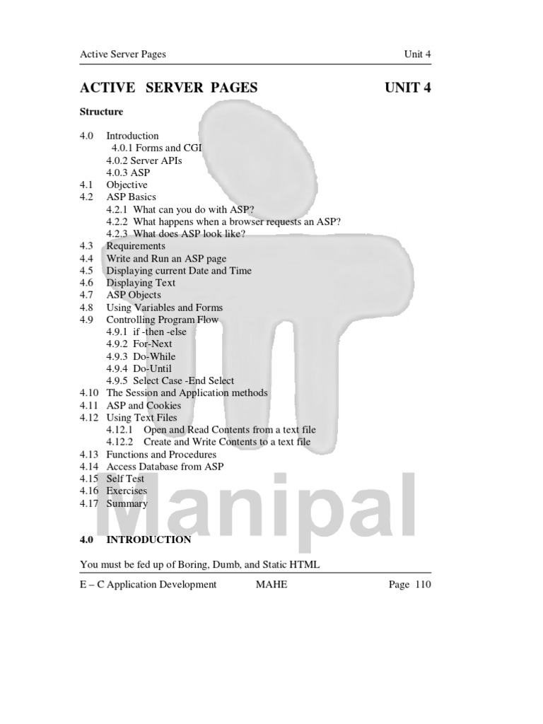 04 Unit4 | PDF | Active Server Pages | Web Server