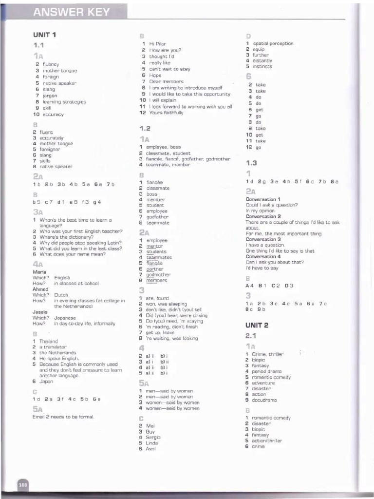 My English Lab Intermediate Key | PDF