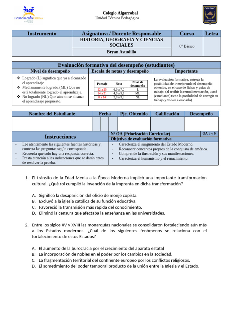 Prueba de Nivel 8vo | PDF